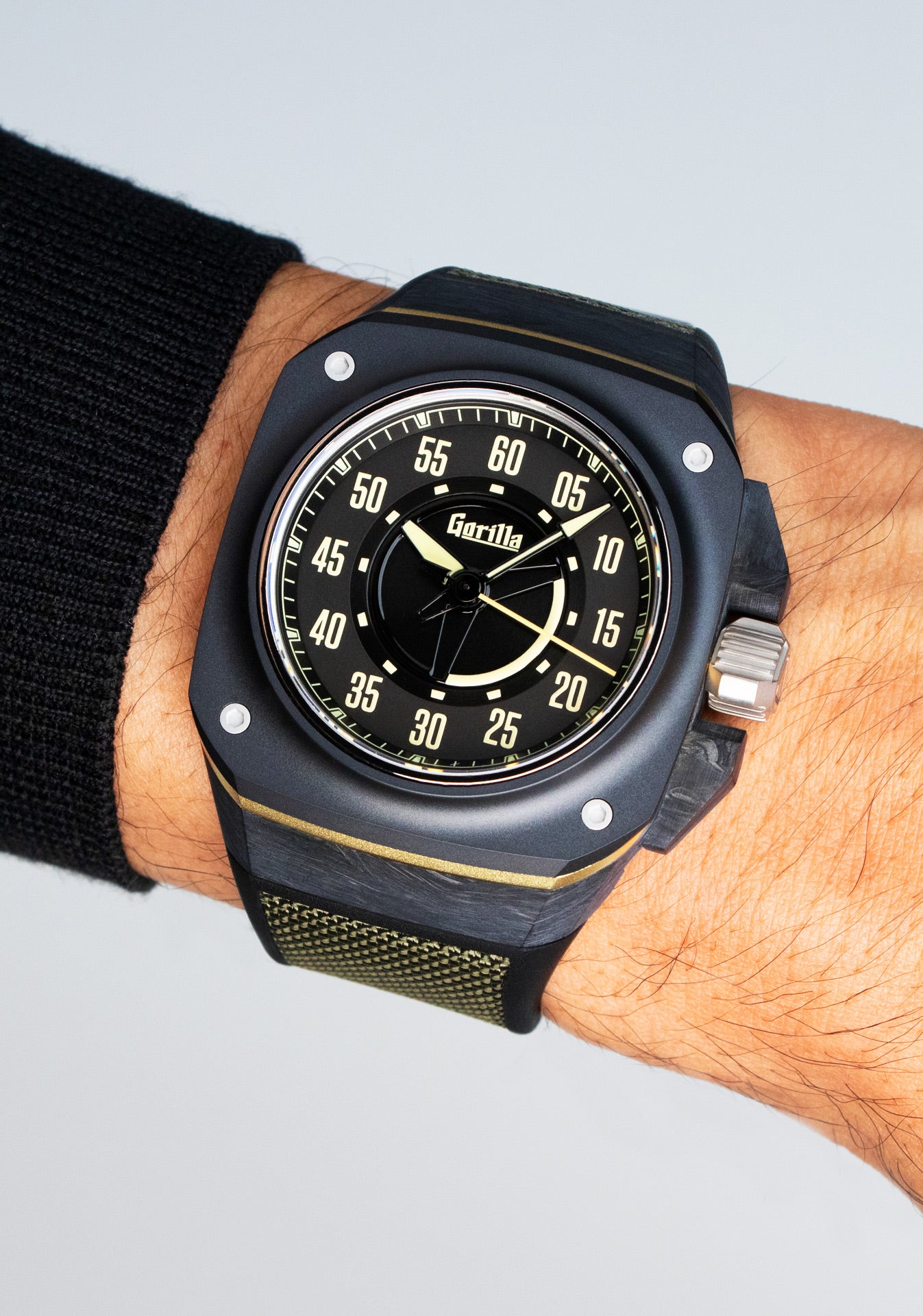 Phantom Black 44mm swiss watch for men – Gorilla Watches