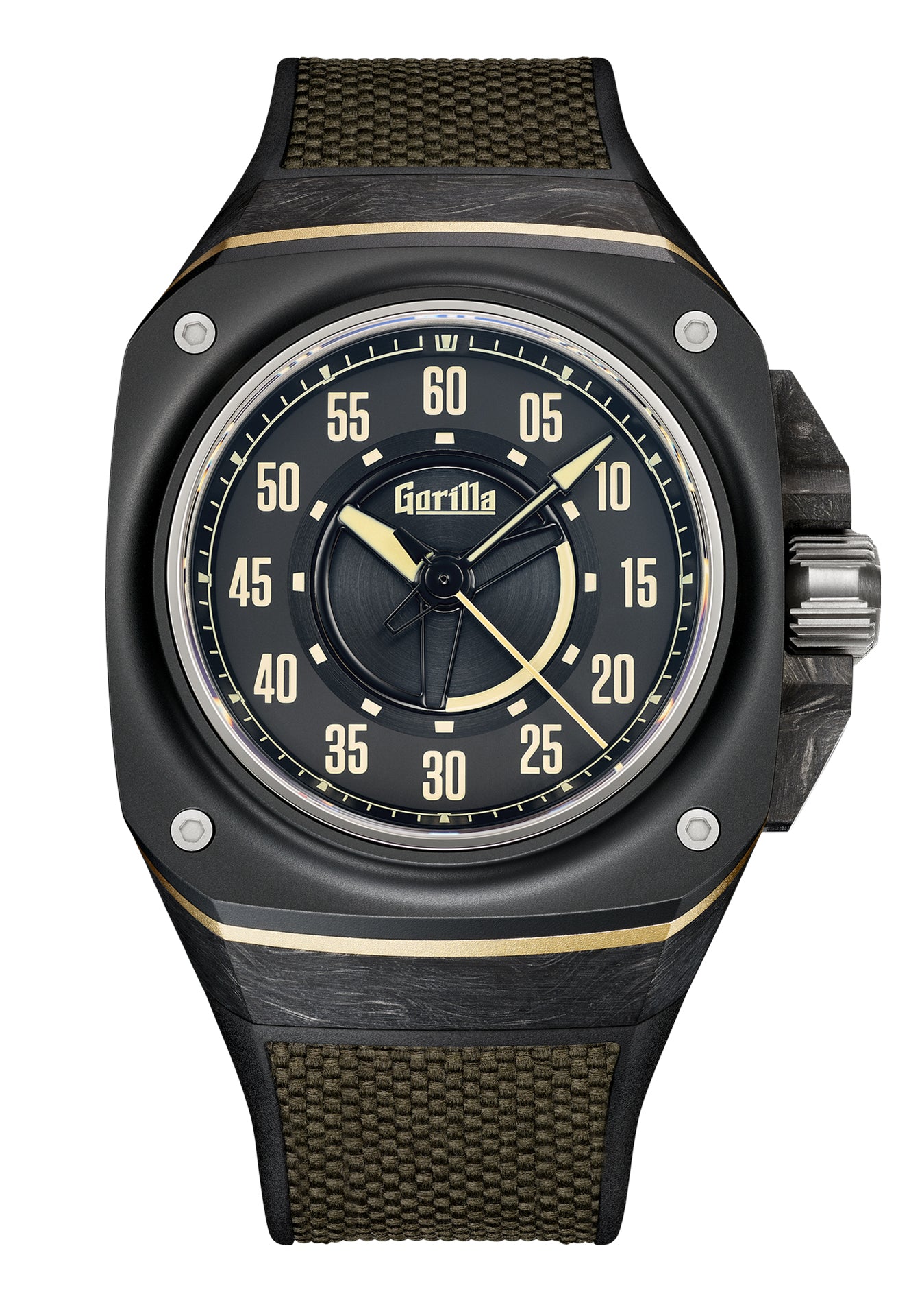 Phantom Black 44mm swiss watch for men – Gorilla Watches